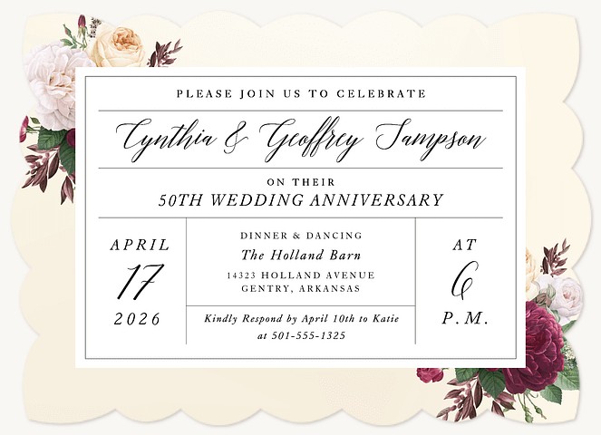 Romantic Grid | Wedding Anniversary Invitations